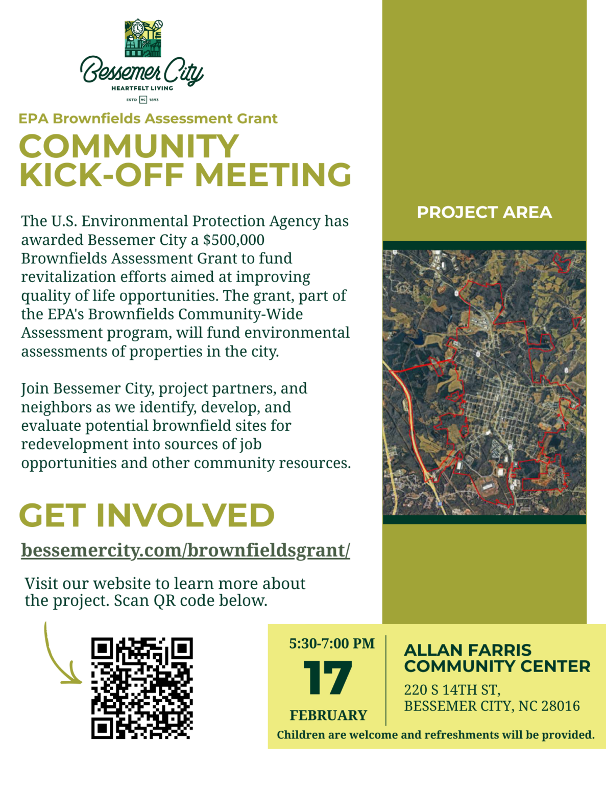 Brownfields Assessment Grant Public Meeting Notice - Bessemer City, NC